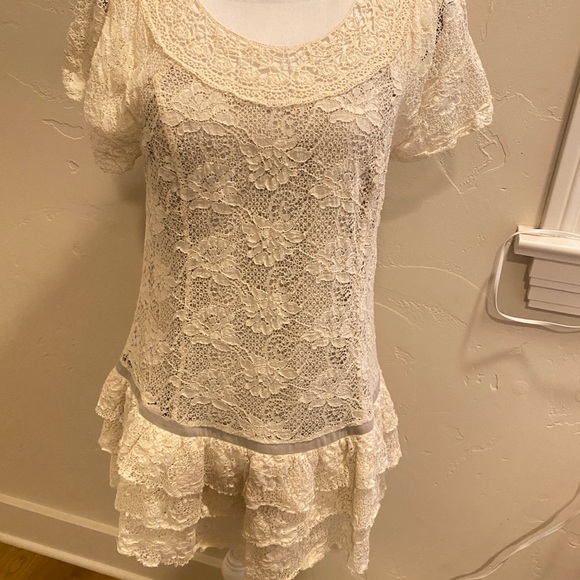 Sundance | Dresses | Sundance Cream Lace Dress With Ruffle Hem | Poshmark